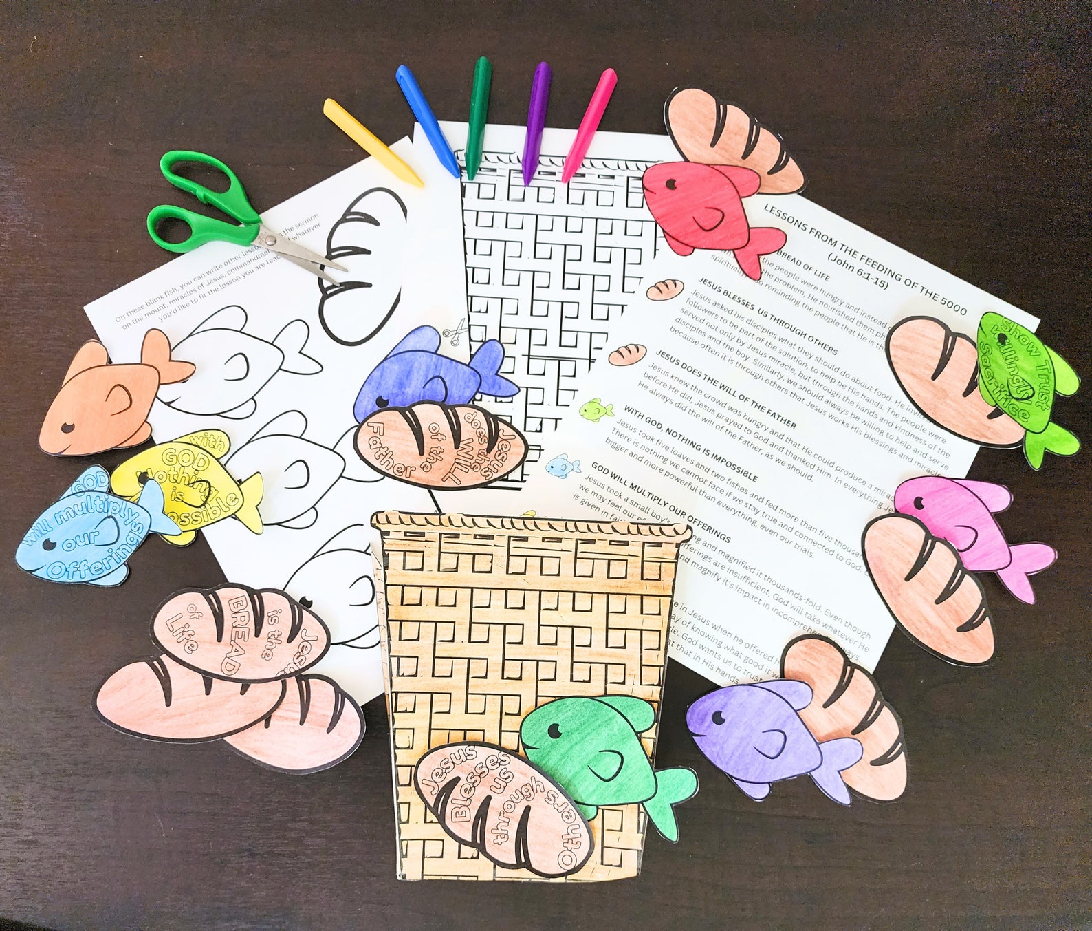 Jesus Feeds the 5000 Miracle of Loaves and Fishes Kids Bible Craft ...