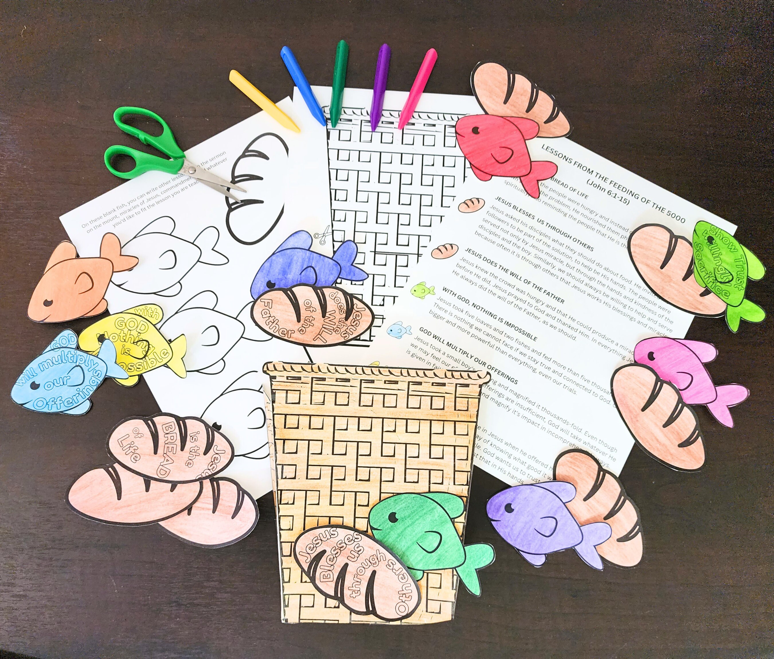 Jesus Feeds the 5000 Miracle of Loaves and Fishes Kids Bible Craft ...