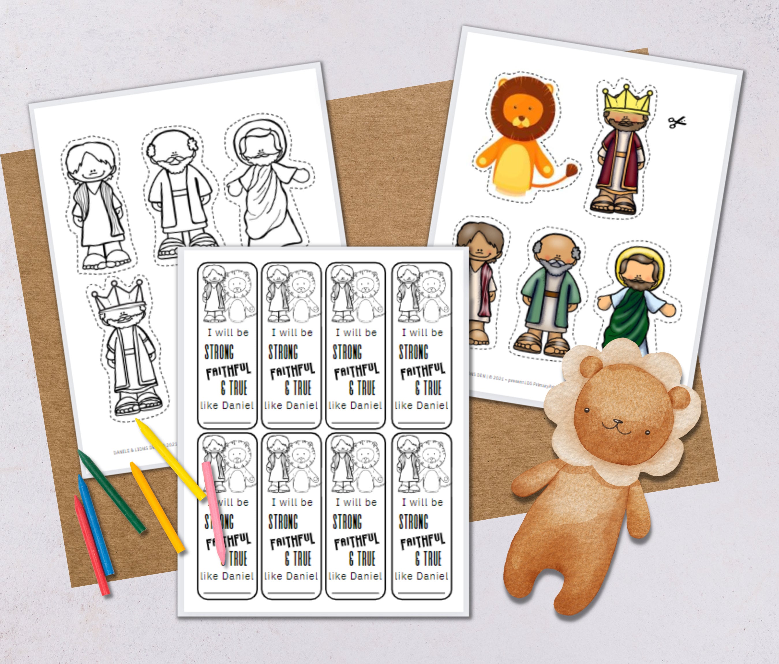 Daniel and the Lions Den Finger Puppets and Bookmark Handout (bible ...