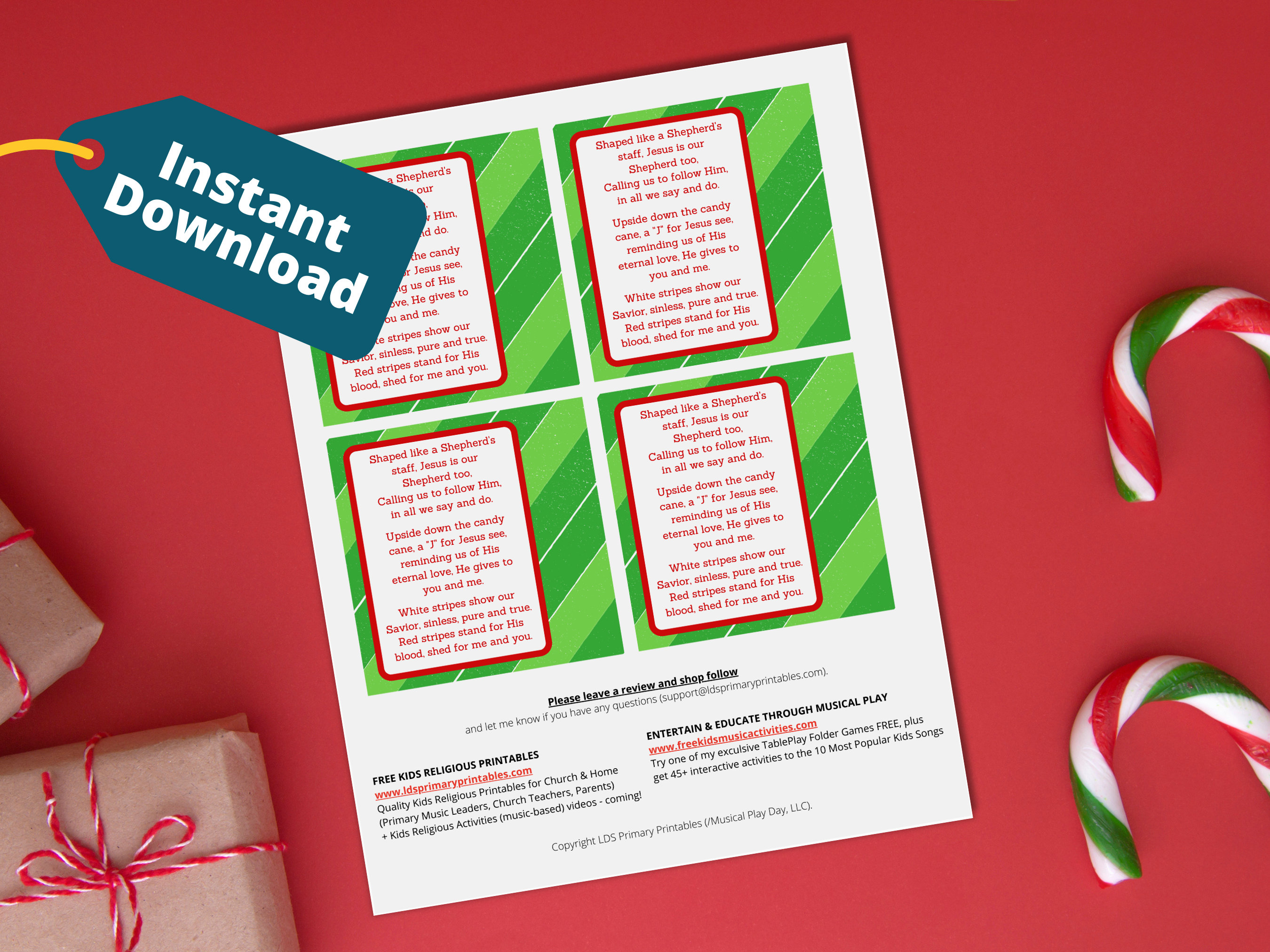 Christmas CANDY CANE Poem Gift Tag | Instant Download | Christmas Gift ...