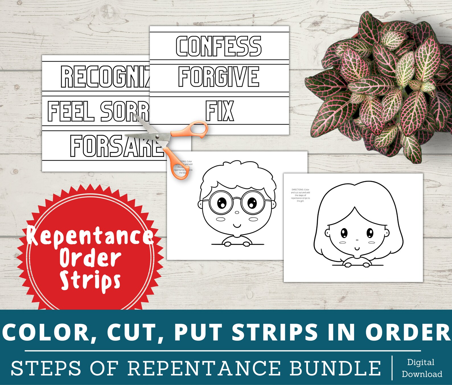 Steps of Repentance Kids Printable Bundle: Spin Wheel & Strips - Etsy