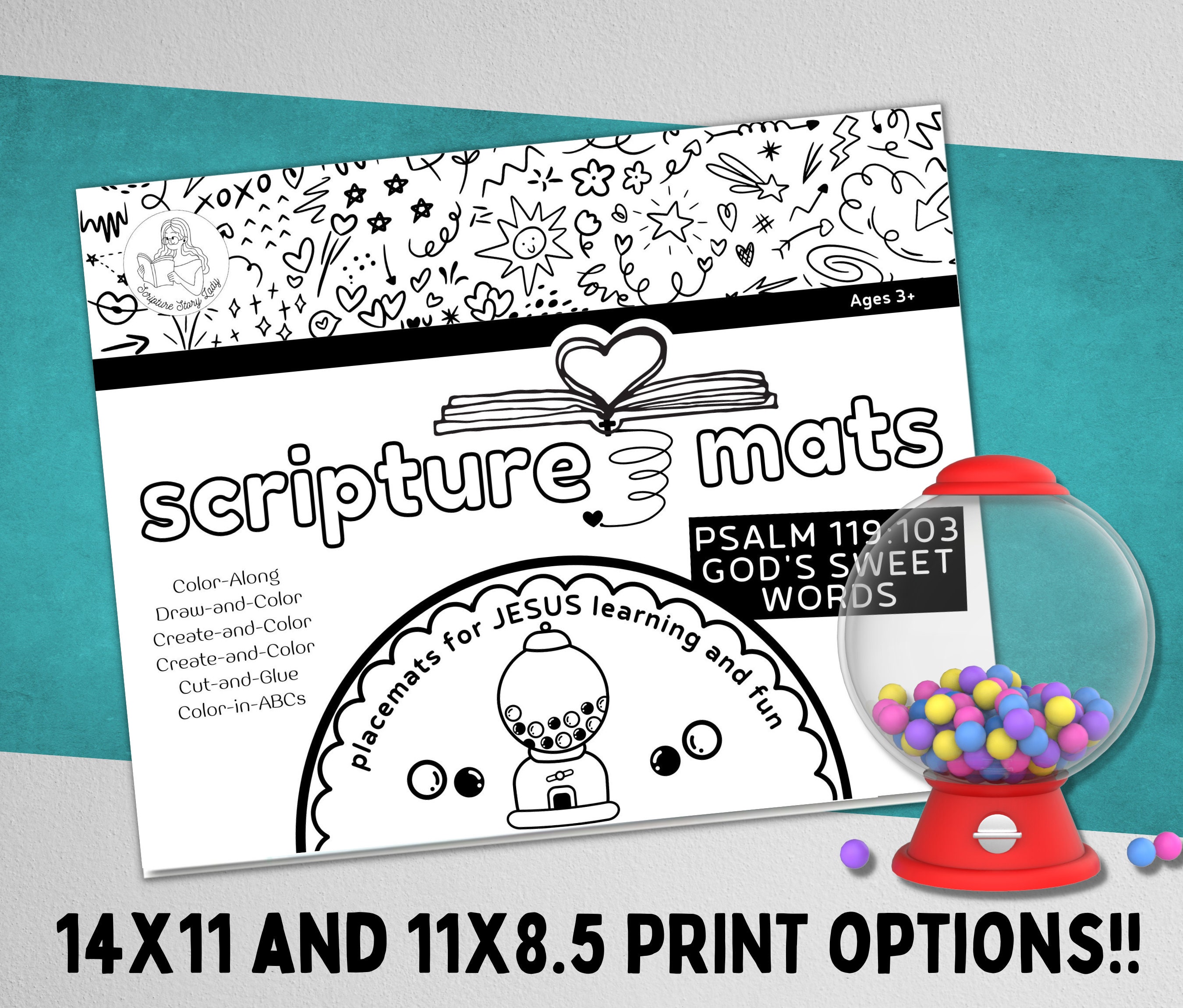 Psalm 119:103; 8 Scripture Activity Place Mats | God's Word is Sweet ...