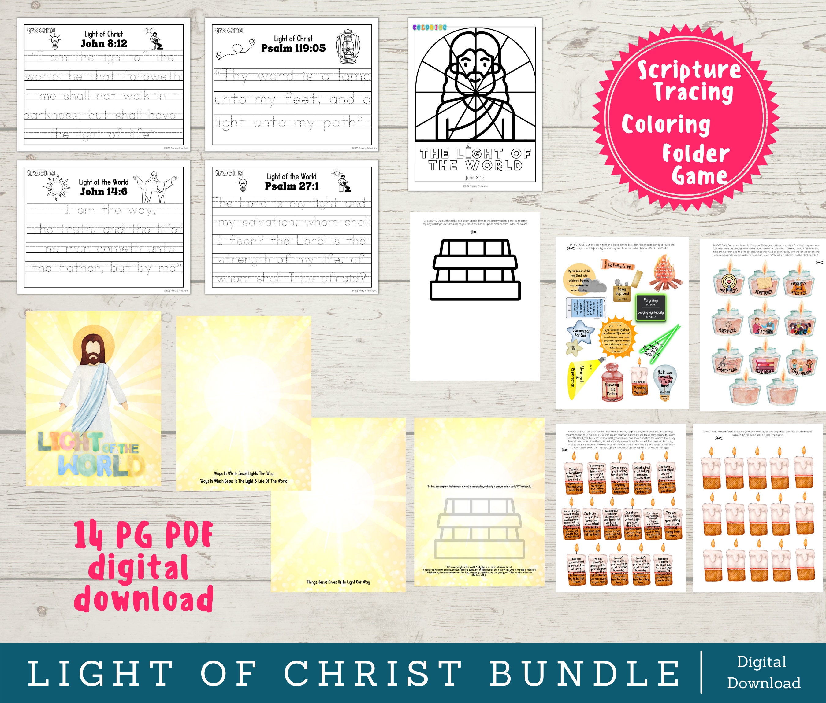 Light of the World Folder Game Kids Bible Printables Jesus Light Be a ...