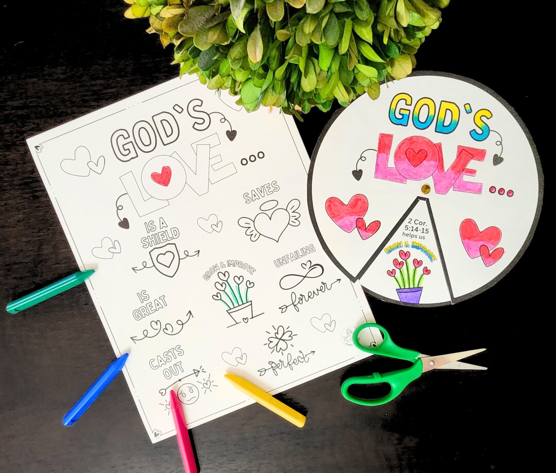 God's Love Coloring Spinner Wheel Craft & Coloring Pg - Kids Bible ...