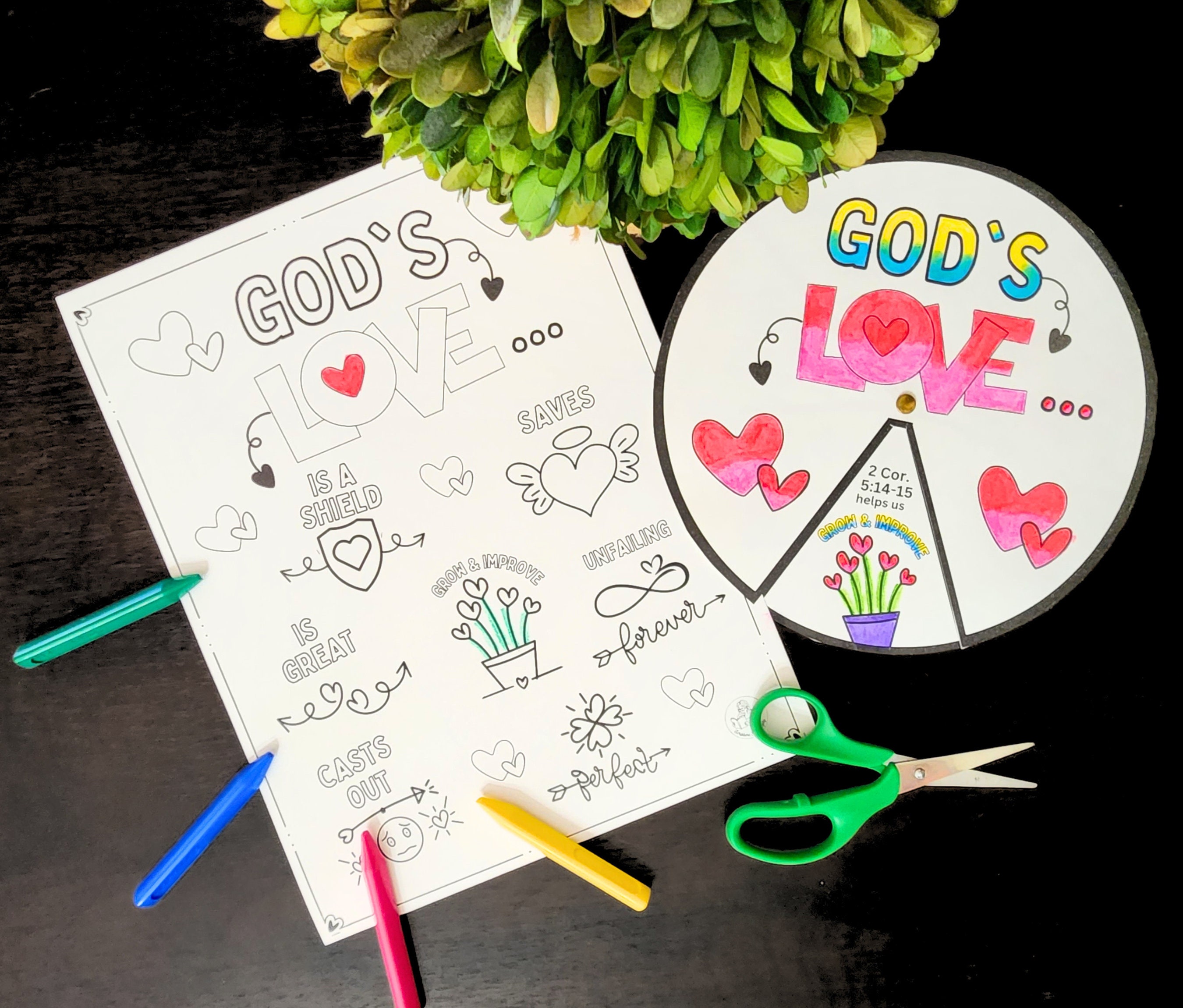 God's Love Coloring Spinner Wheel Craft & Coloring Pg Kids Bible ...