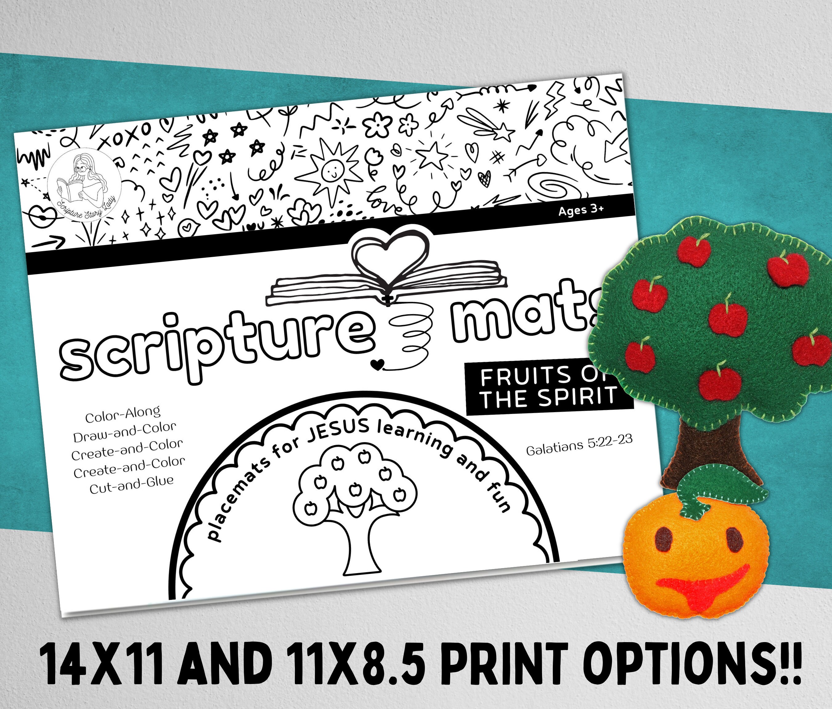 Fruits of the Spirit 9 Scripture Activity Place Mats Galatians 5 Kids ...