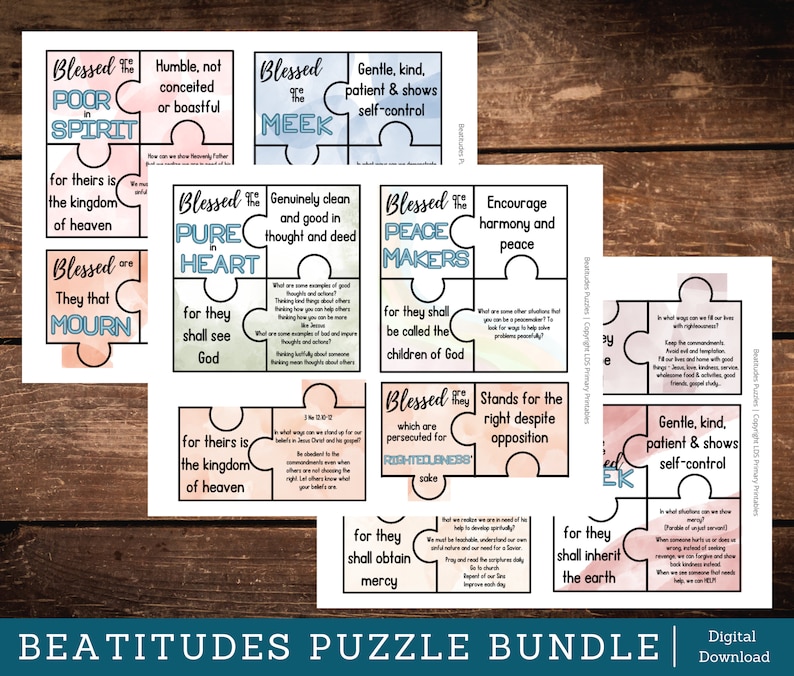 Sermon on the Mount Beatitudes Puzzles, Matthew 5 Luke 6, Kids Bible ...