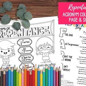 Repentance Activity Bundle: LDS Come Follow Me, Matching, Coloring Page ...