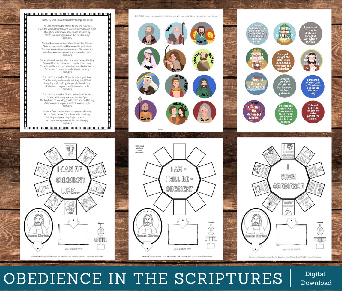 Obedience Kids Bible Activity Bundle | Scripture Figures Card Match ...