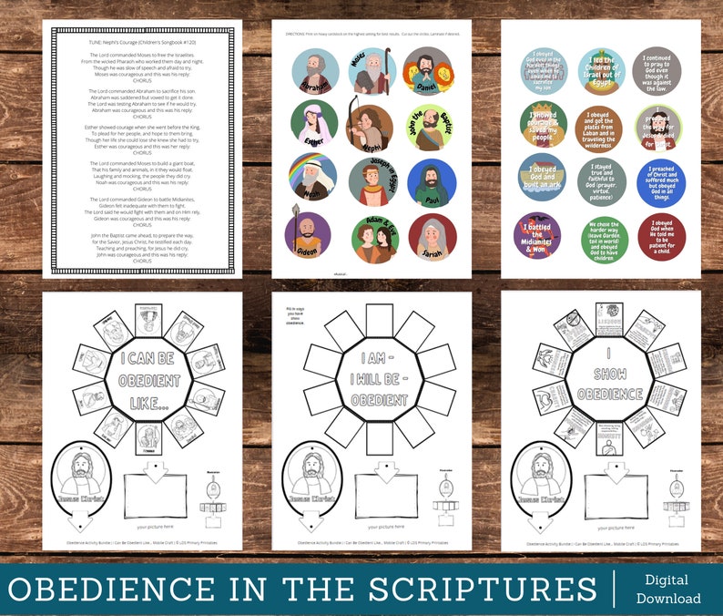 Obedience Kids Bible Activity Bundle Scripture Figures Card Match ...