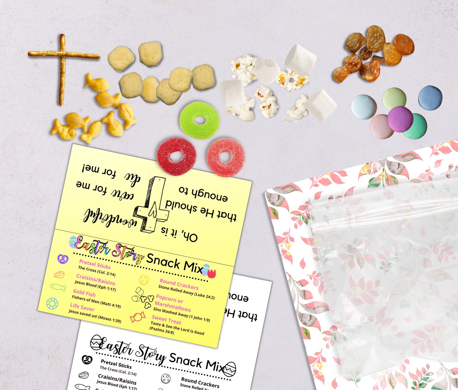 7 Snacks to the Signs & Symbols of Easter Bag Topper Gift Tag and ...