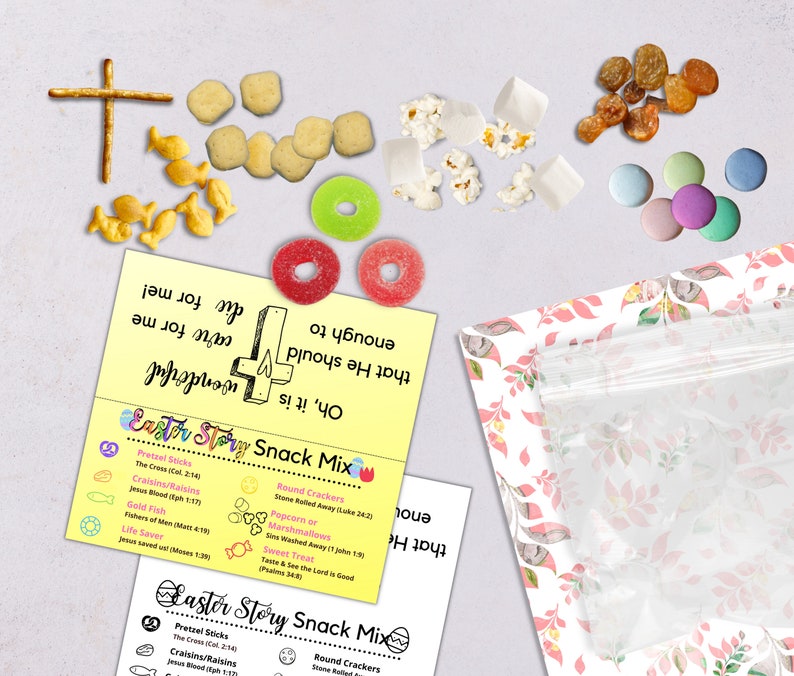 7 Snacks to the Signs & Symbols of Easter Bag Topper Gift Tag and ...