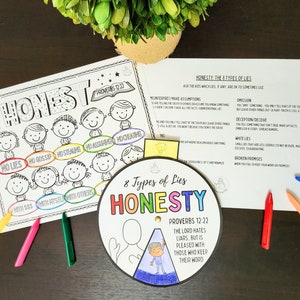 Honesty Proverbs 12:22 Coloring Pages & Spinner Wheel Craft - Kids ...