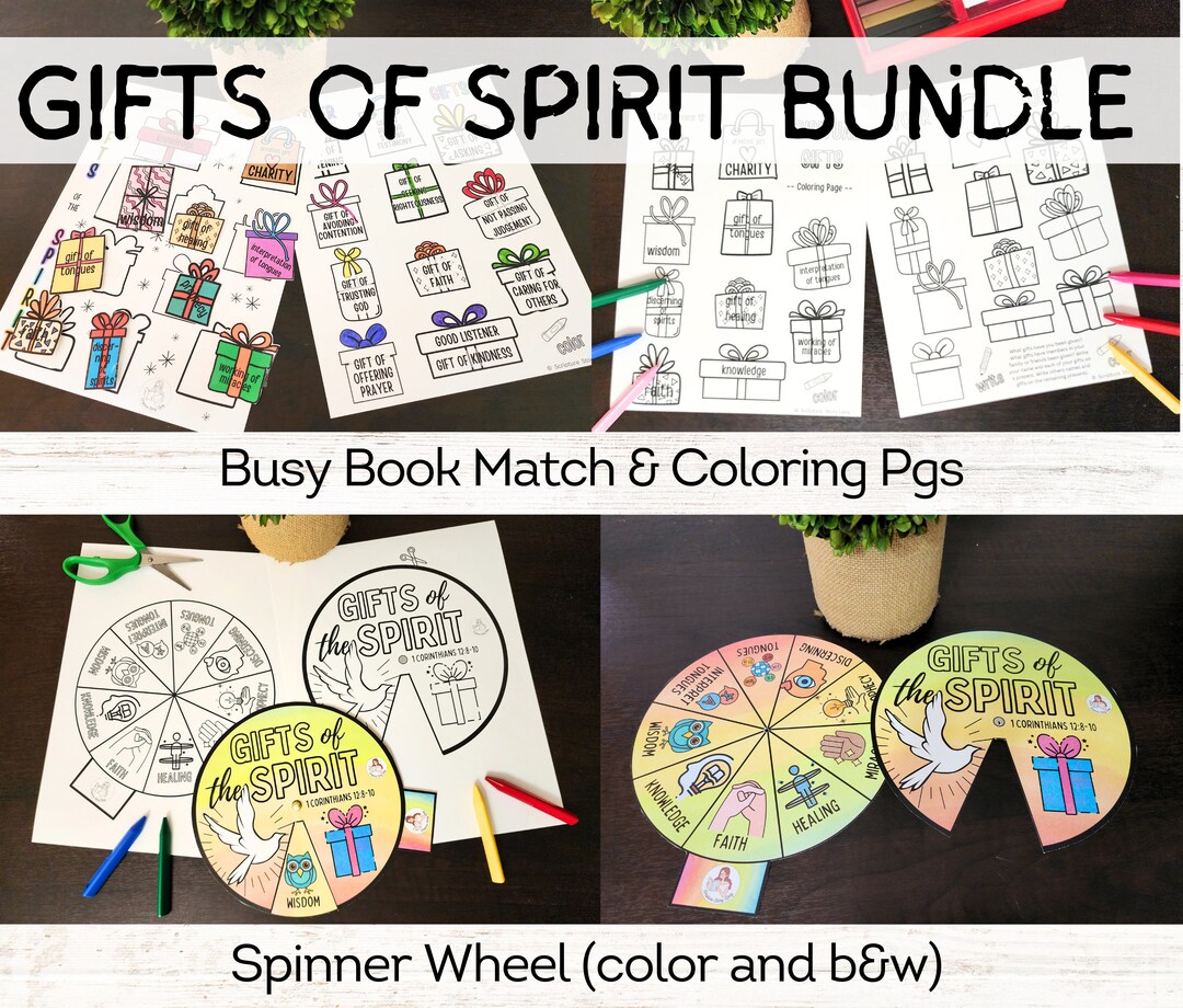 Gifts of Spirit 1 Cor. 12 Kids Bible Craft Spinner, Matching Folder ...