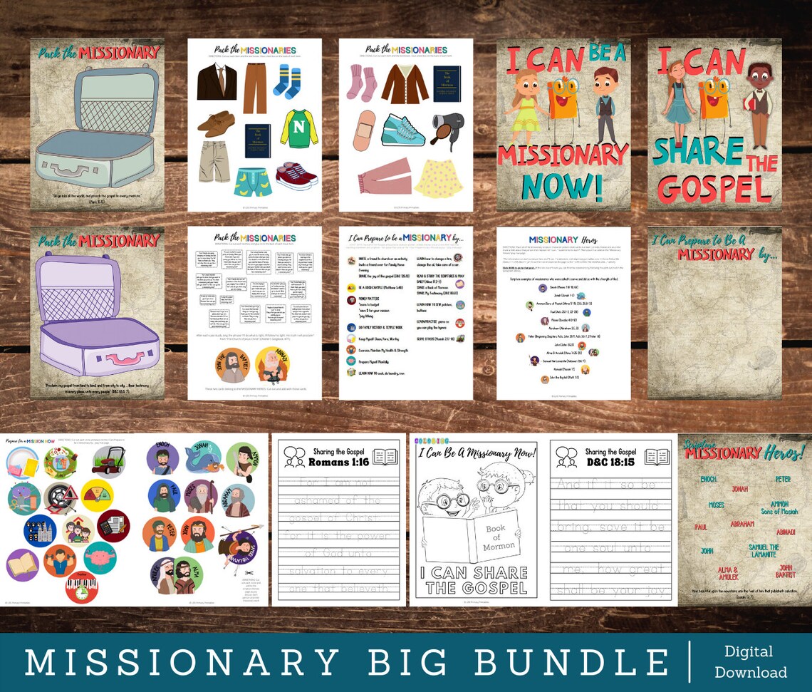 Missionary Activity Bundle: Folder Game, Scripture Trace & Coloring ...