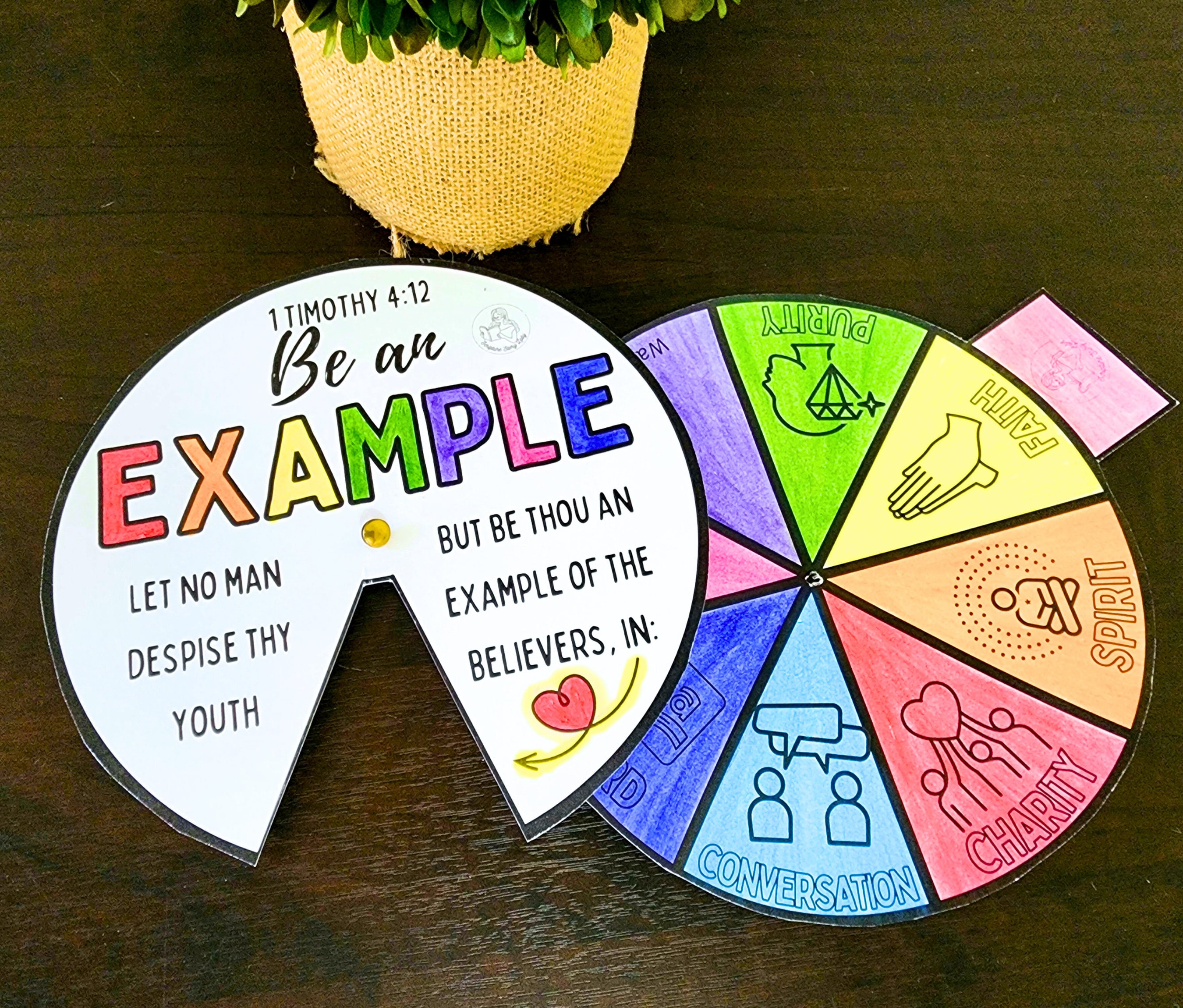 Good Example 1 Timothy 4:12, Coloring Spinner Wheel & Coloring Pg ...