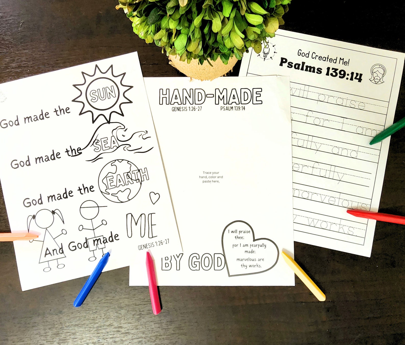 God Made Me Genesis & Psalm Coloring Spinner Wheels, Coloring Pgs ...