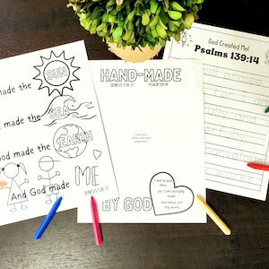 God Made Me Genesis & Psalm Coloring Spinner Wheels, Coloring Pgs ...