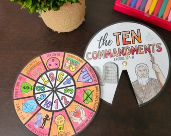 The Ten Commandments Exodus Moses Old Testament Coloring Spinner Wheel ...
