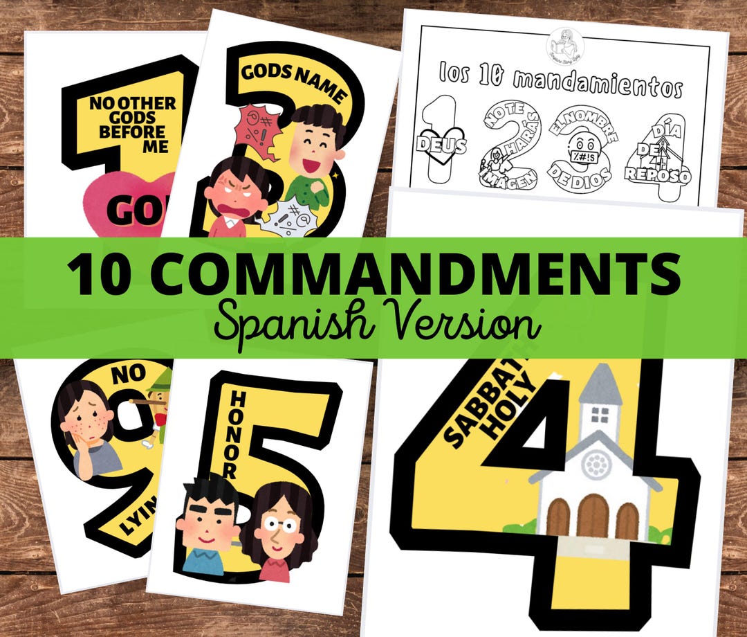 Spanish Ten Commandments Visual Numbers & Coloring Page, Exodus 10 ...