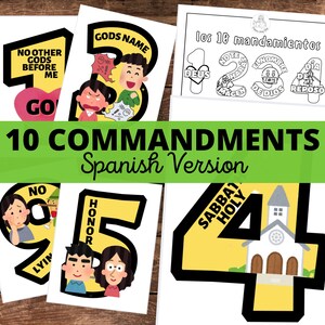 Spanish Ten Commandments Visual Numbers & Coloring Page, Exodus 10 ...