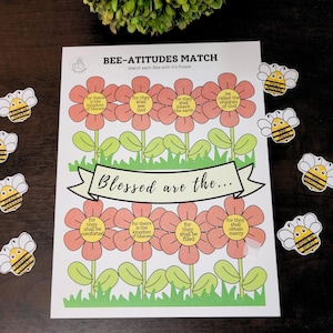 Beatitudes Kids Flower Crafts, Matching, Coloring, Sermon on Mount ...