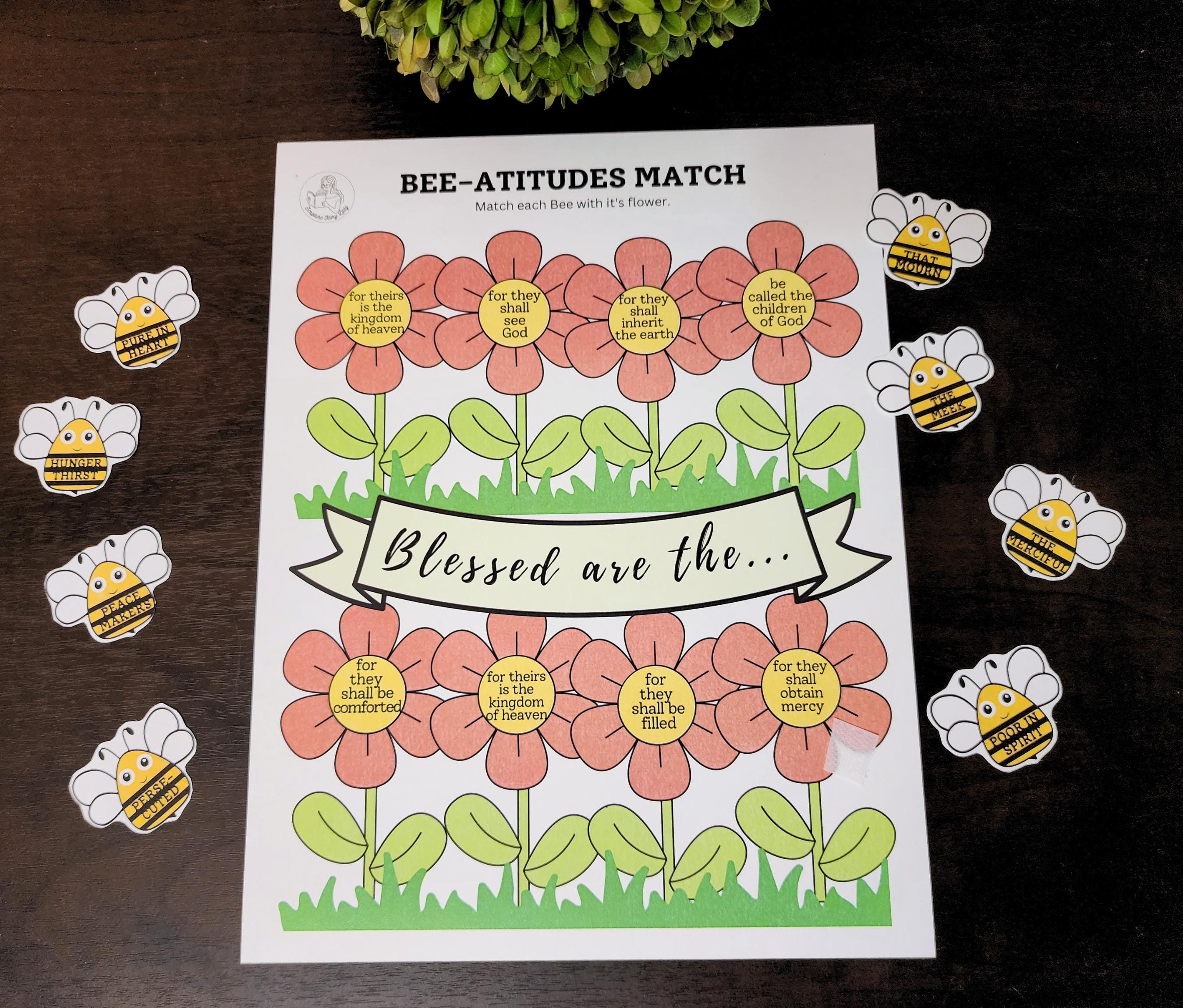 Beatitudes Kids Flower Crafts, Matching, Coloring, Sermon on Mount ...