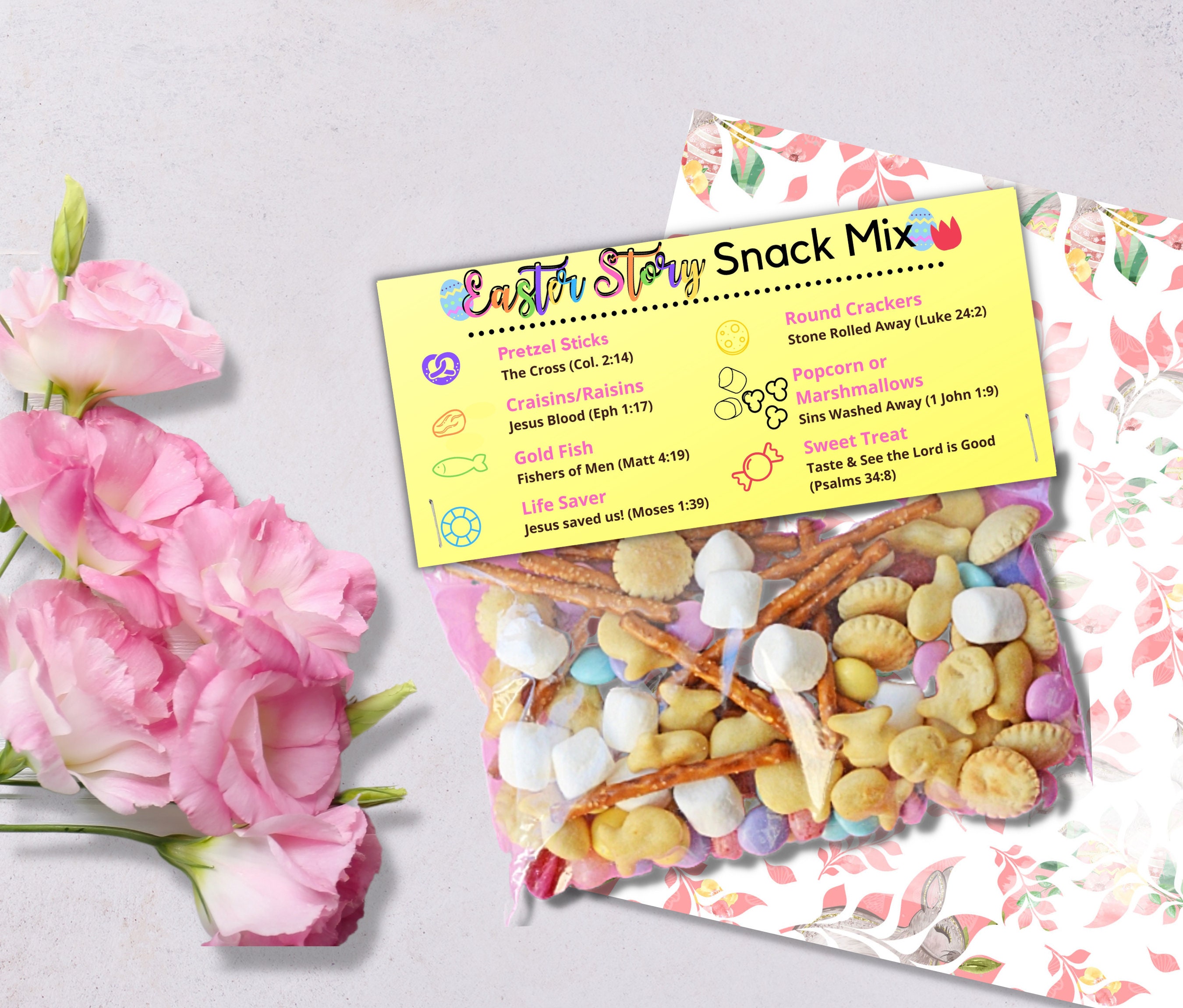7 Snacks to the Signs & Symbols of Easter Bag Topper Gift Tag and ...