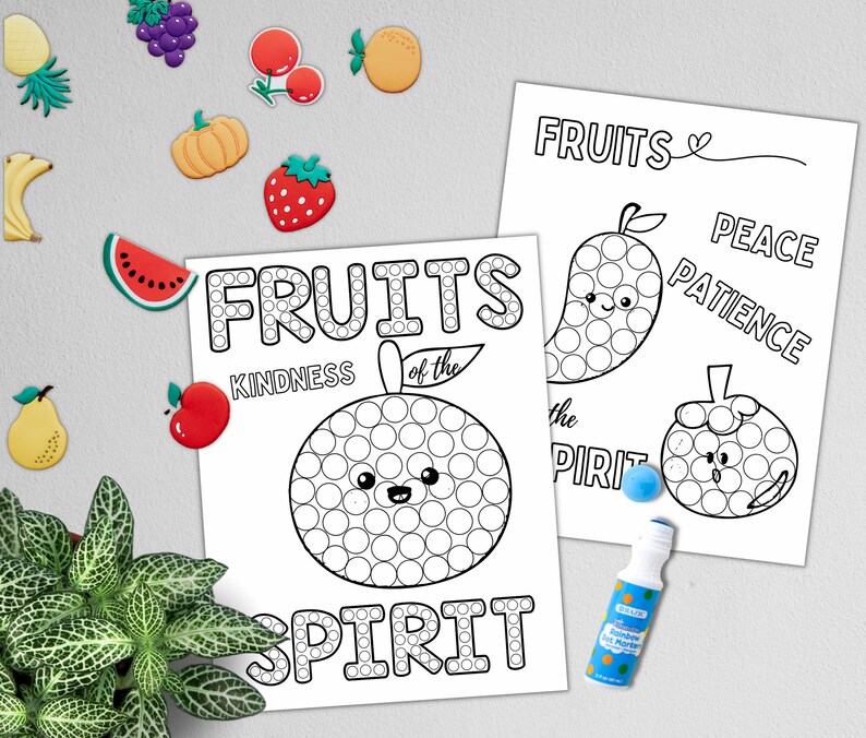 Fruits of the Spirit Dots Markers Coloring Pages Galatians 5 Kids ...