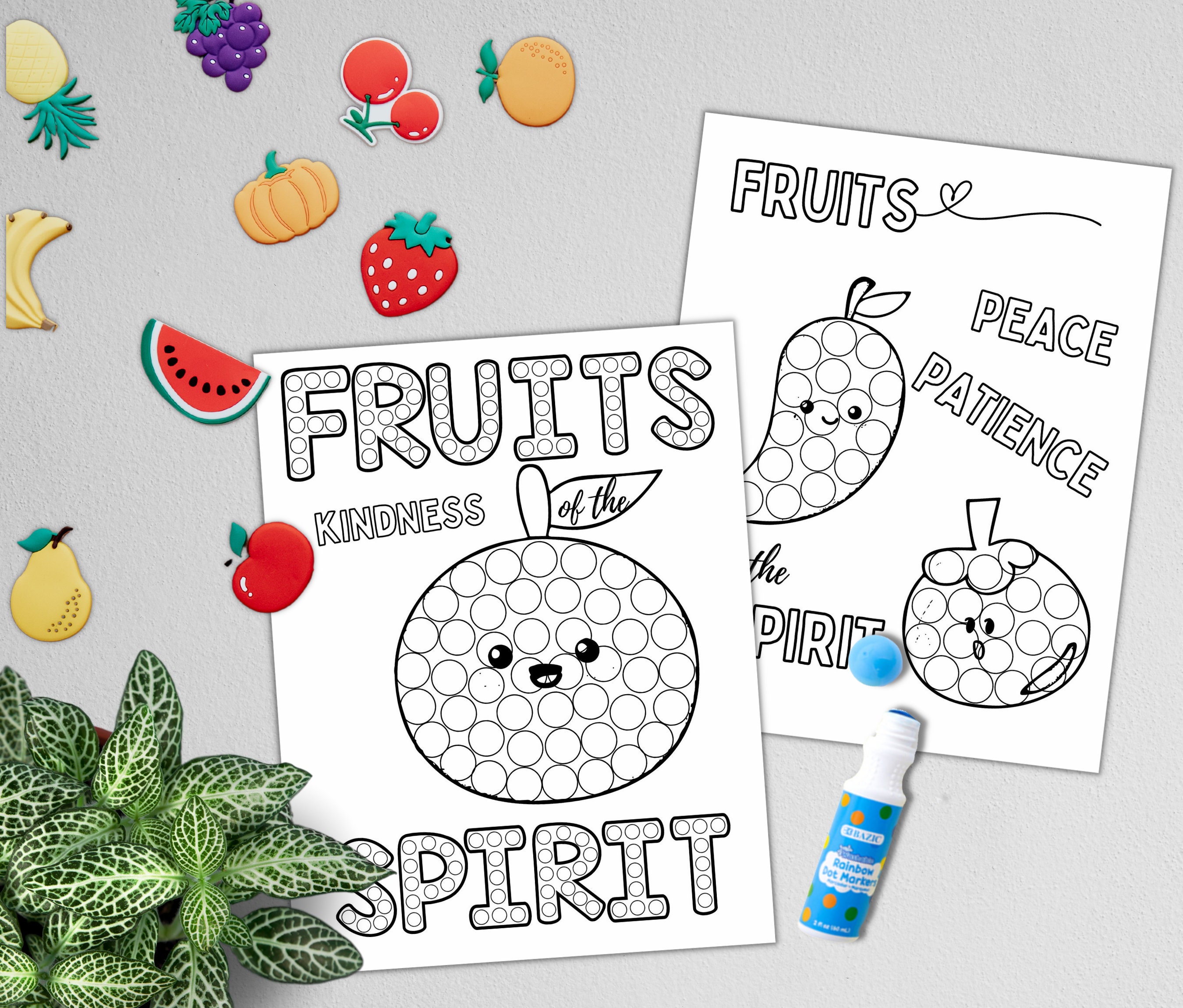 Fruits of the Spirit Dots Markers Coloring Pages Galatians 5 Kids ...