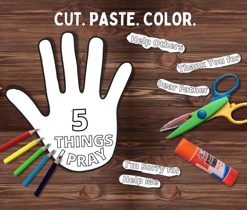Learn to Pray: 5 Finger Prayer Hand Craft & Hearts Flipbook, Kids ...