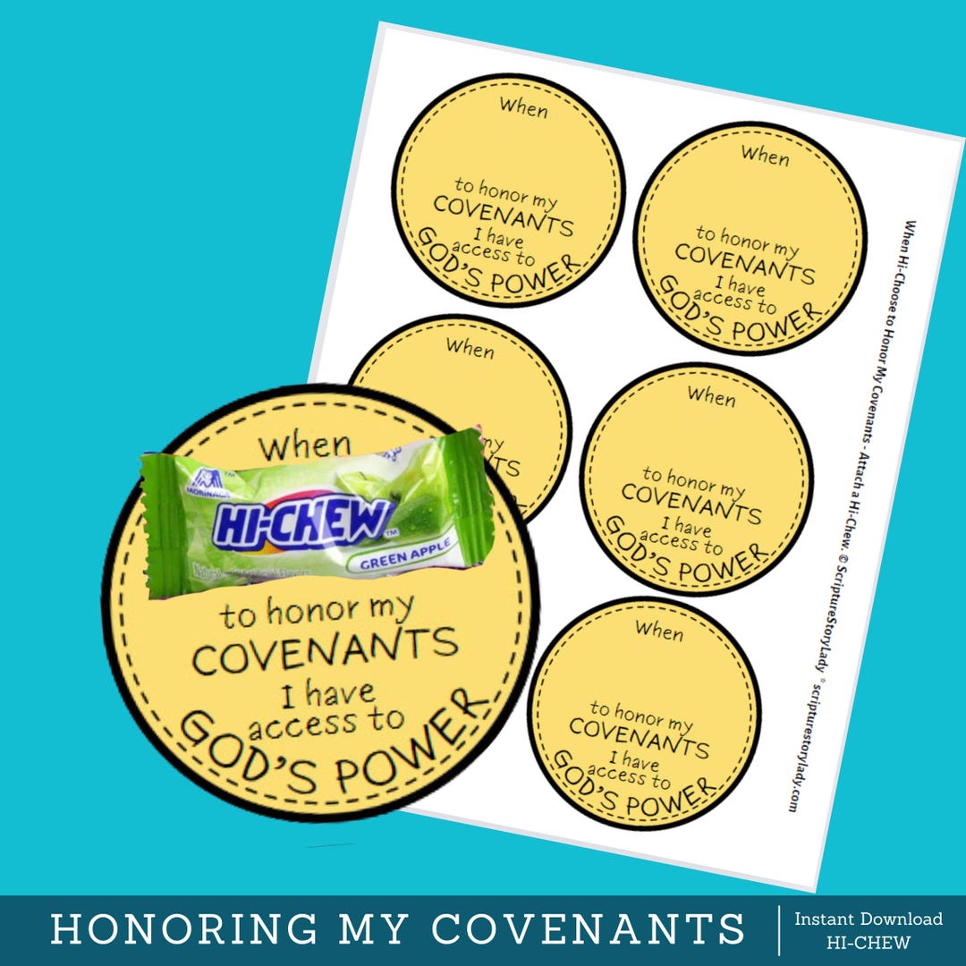 Honoring Covenants Handout Tags, LDS Come Follow Me, Primary Children ...