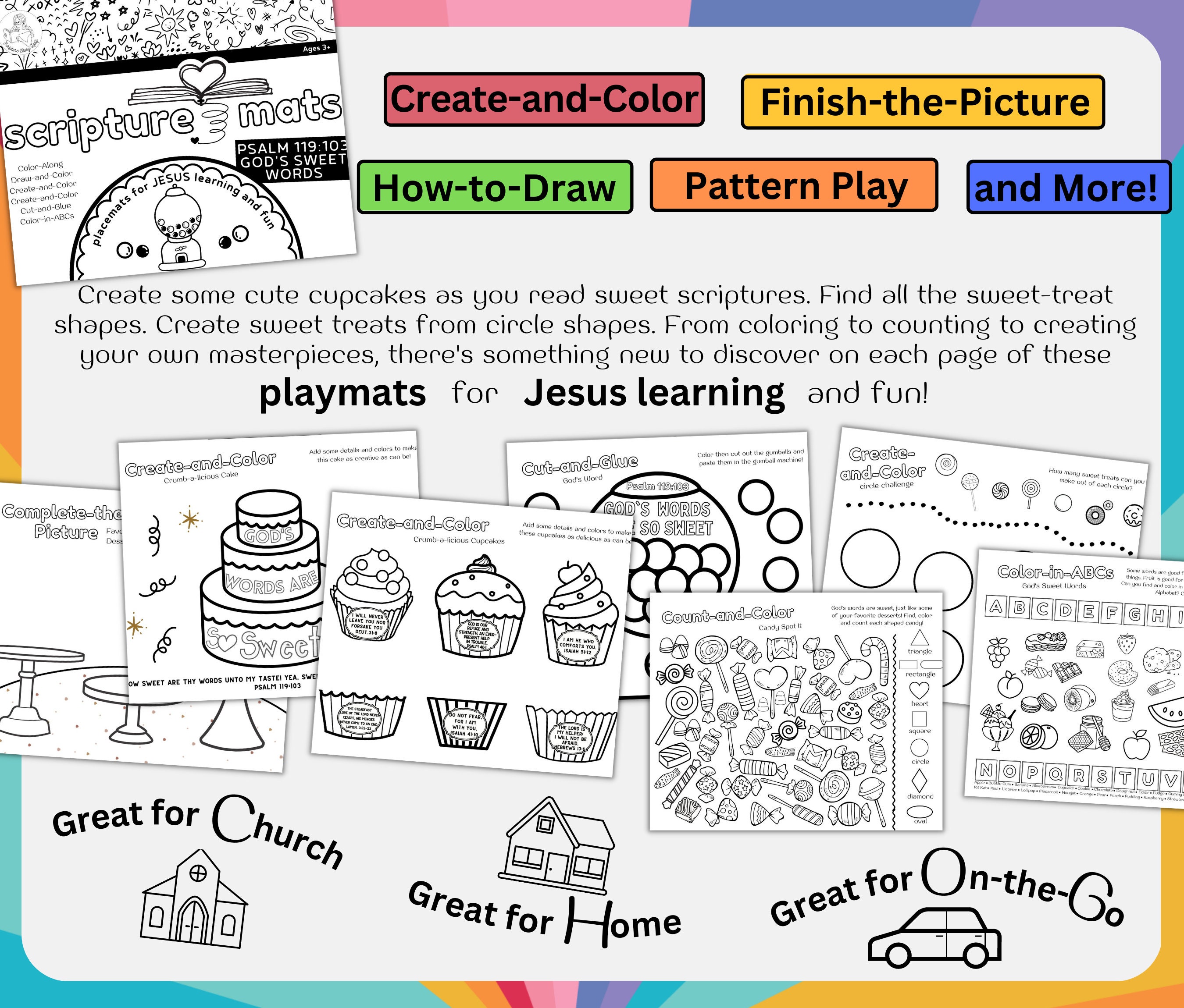 Psalm 119:103 8 Scripture Activity Place Mats God's Word is Sweet Bible ...