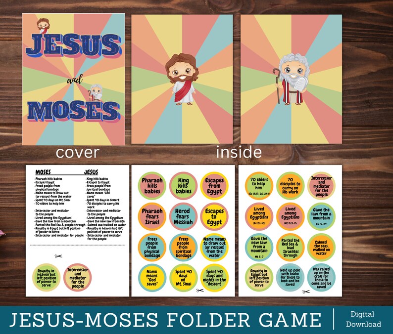 Moses & Jesus Similarities Folder Game Kids Bible Game - Etsy