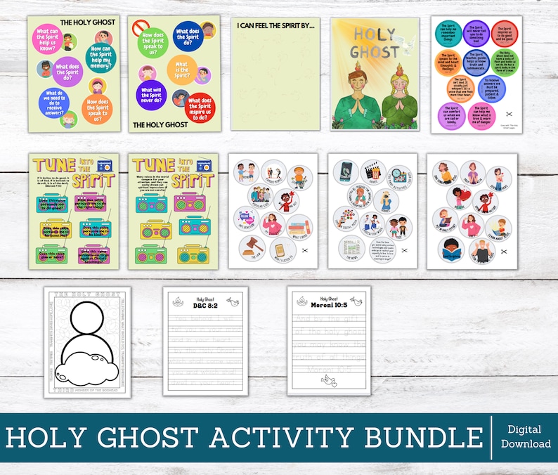 Holy Ghost Activity Bundle: Folder Games, Scripture Tracing, Coloring ...