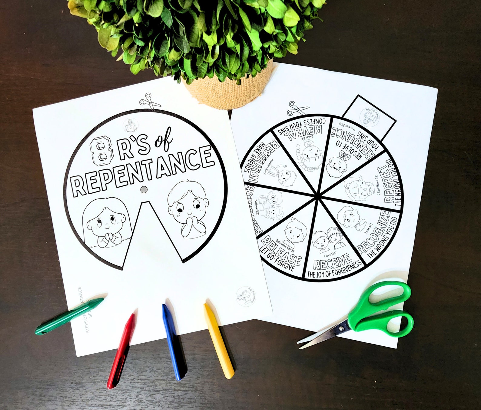 8 R's of Repentance Spinner Wheel & Coloring Page (mosiah 26:30) - LDS ...