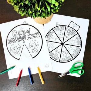 8 R's of Repentance Spinner Wheel & Coloring Page (mosiah 26:30) - LDS ...