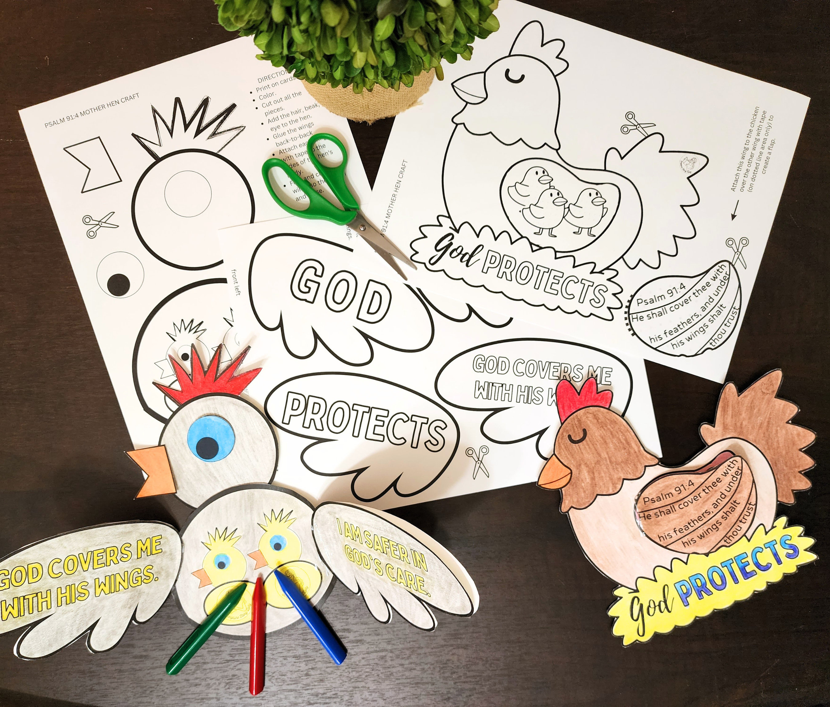 Psalm 91:4 God Protects Cover W/feathers Bible Printable Coloring ...