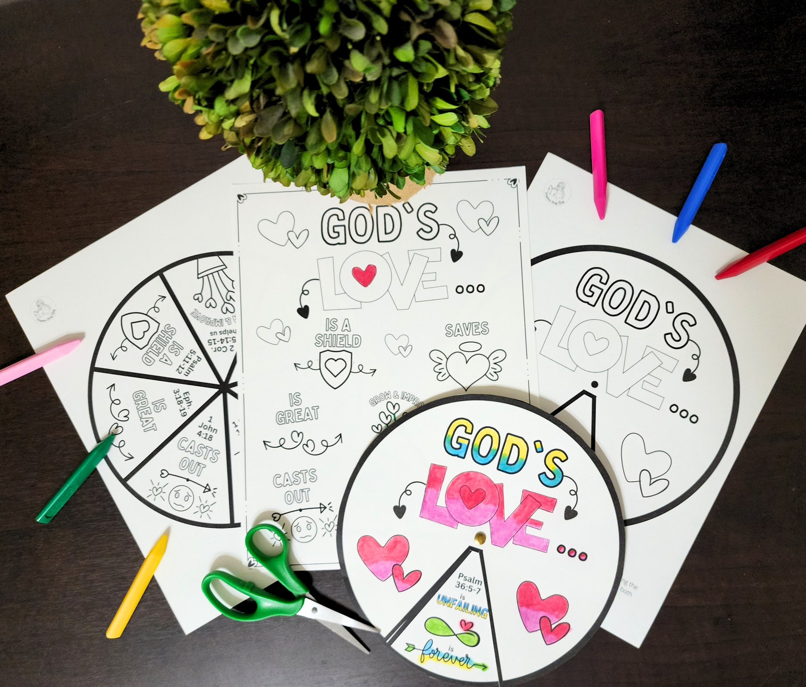 God's Love Coloring Spinner Wheel Craft & Coloring Pg Kids Bible ...
