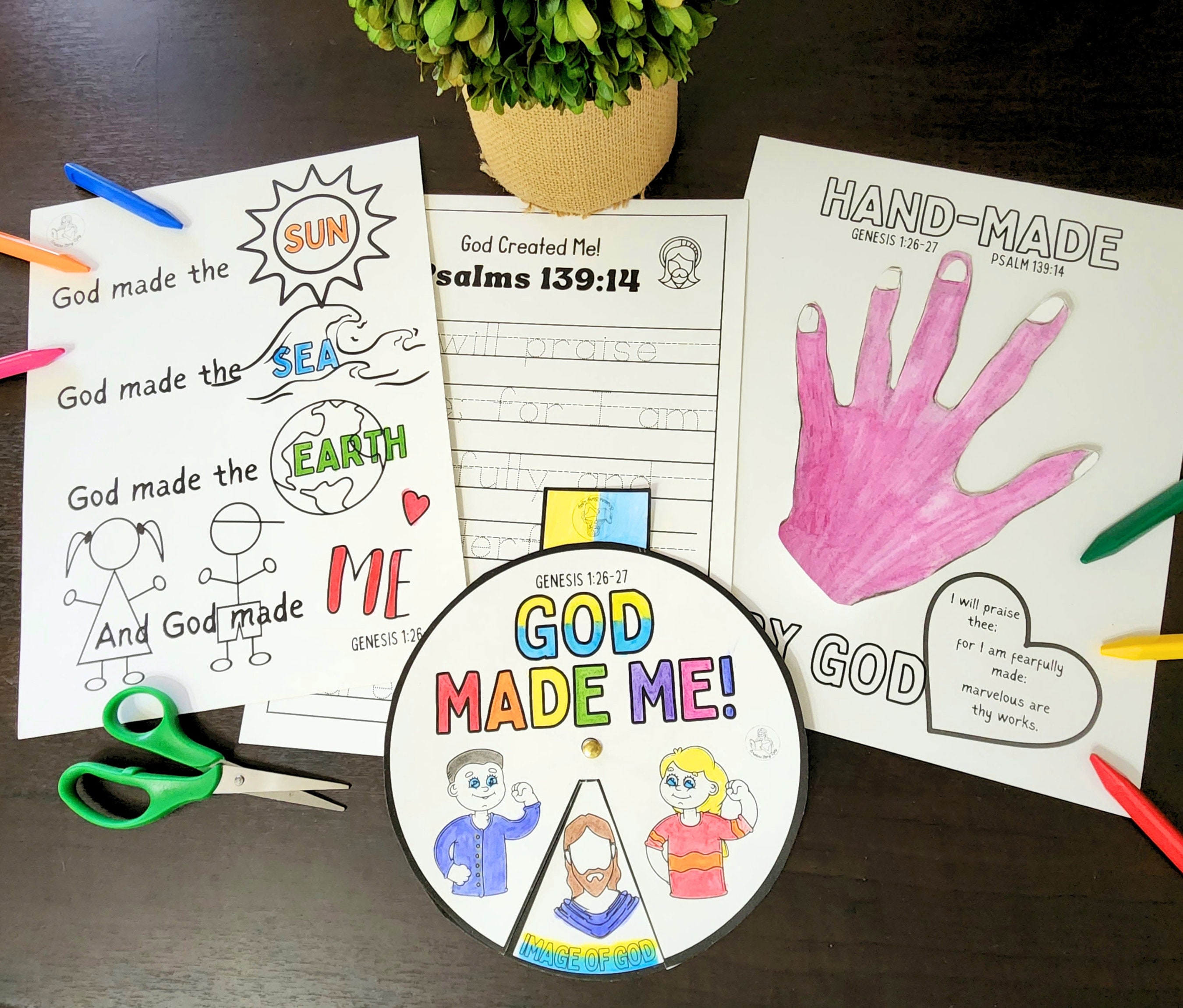 God Made Me Genesis & Psalm Coloring Spinner Wheels, Coloring Pgs ...