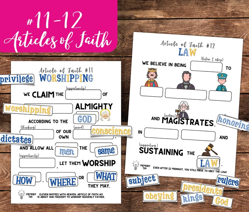 Articles of Faith Activity Bundle: 13 Printable Activity Pages | Come ...