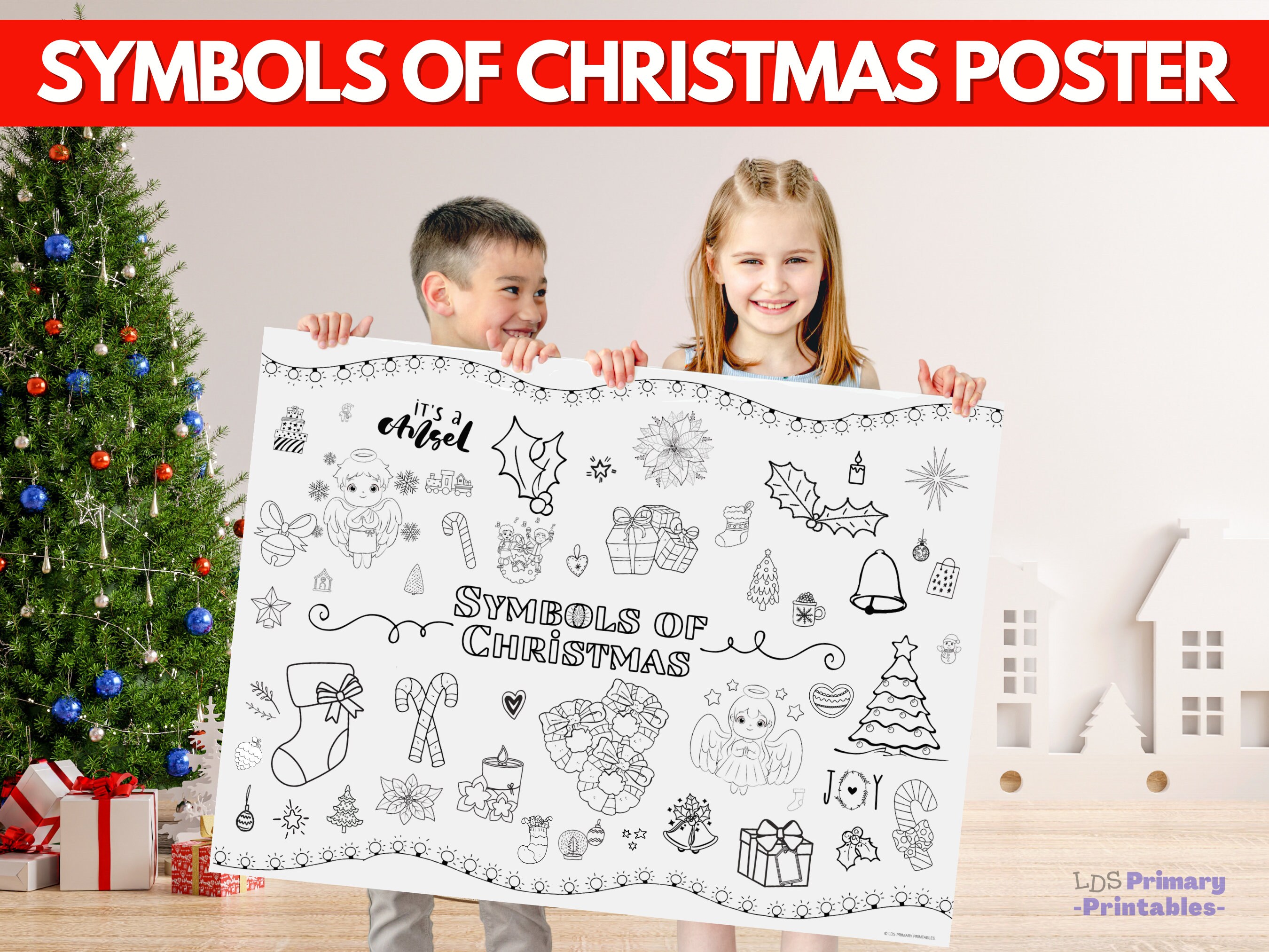 Twelve SYMBOLS of Christmas Card Poems & Giant Coloring Poster 12 Days ...