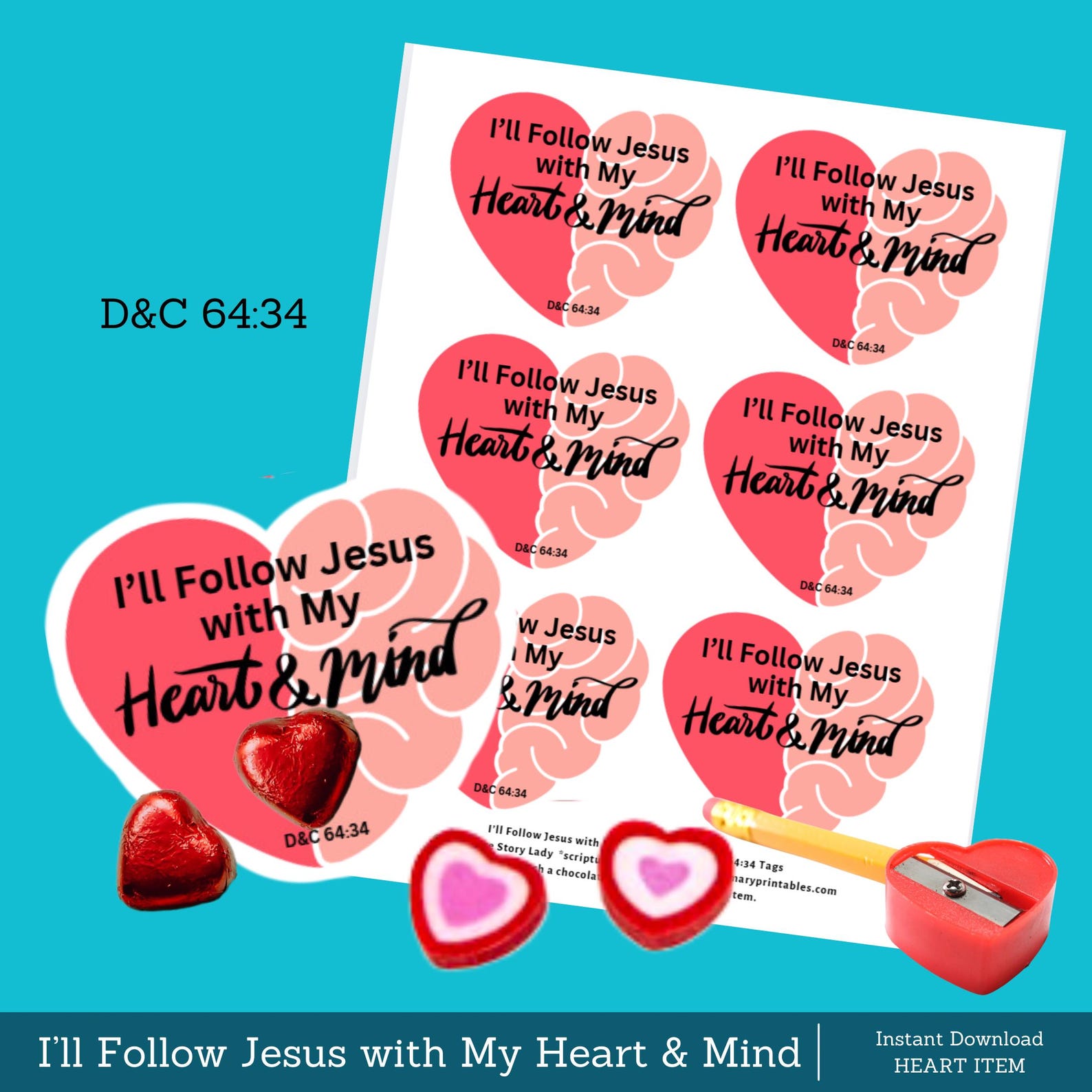 Follow Jesus With Heart and Mind Handout Tags, LDS Come Follow Me, D&C ...