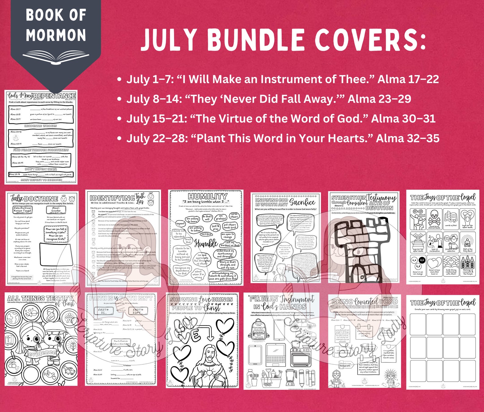 July Come Follow Me 2024 Book of Mormon Bundle Alma 17-35 - Etsy