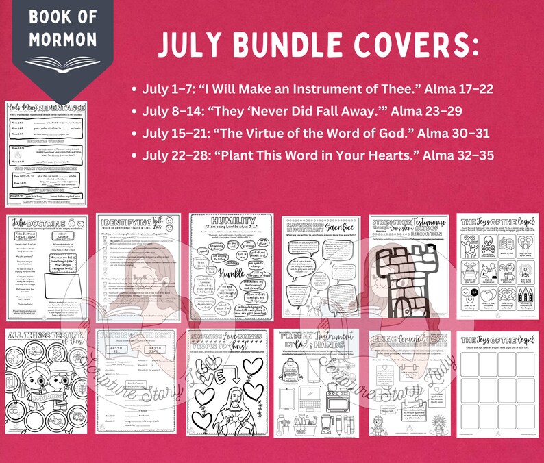 July Come Follow Me 2024 Book of Mormon Bundle Alma 17-35 - Etsy