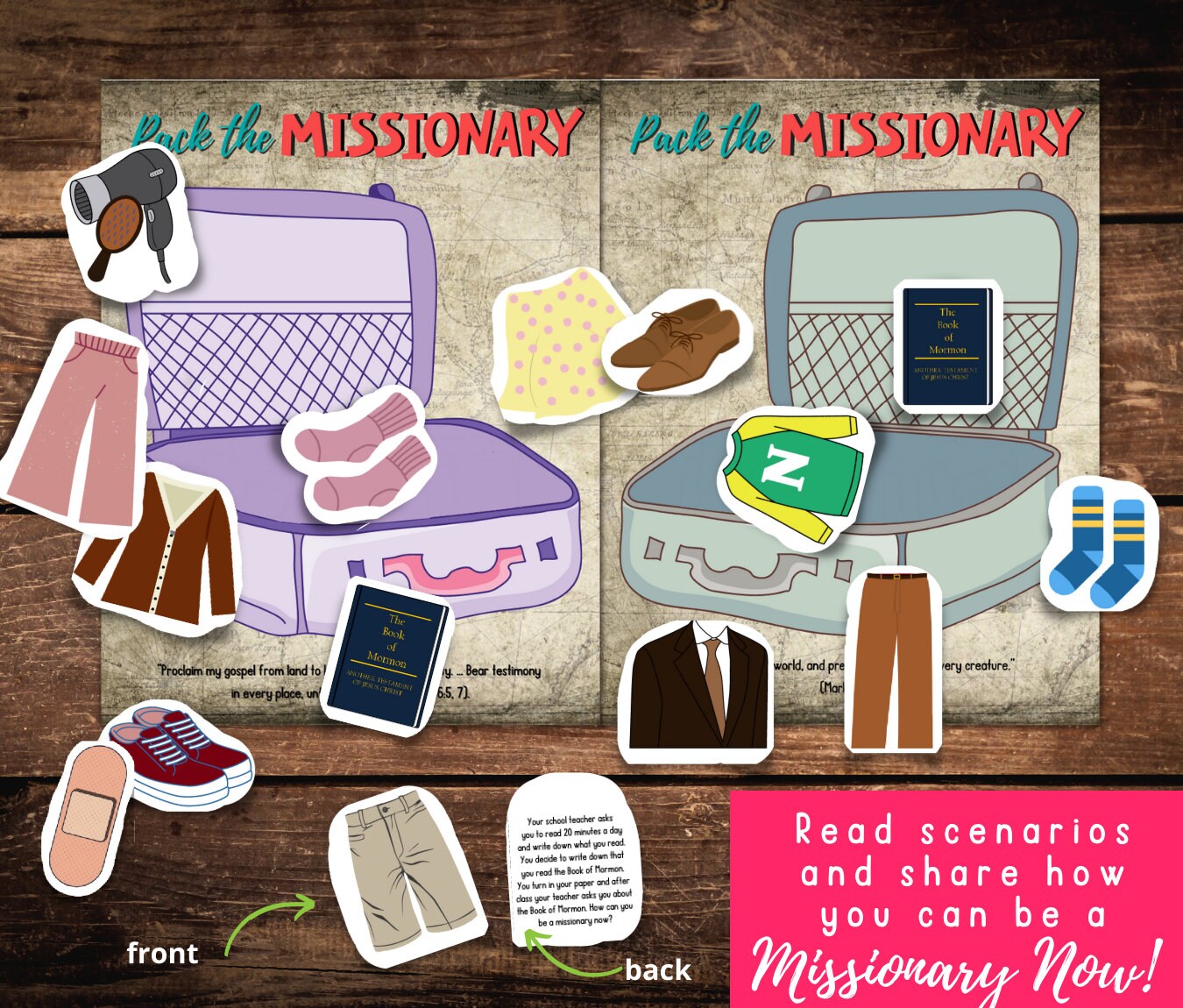 Missionary Activity Bundle: Folder Game, Scripture Trace & Coloring ...