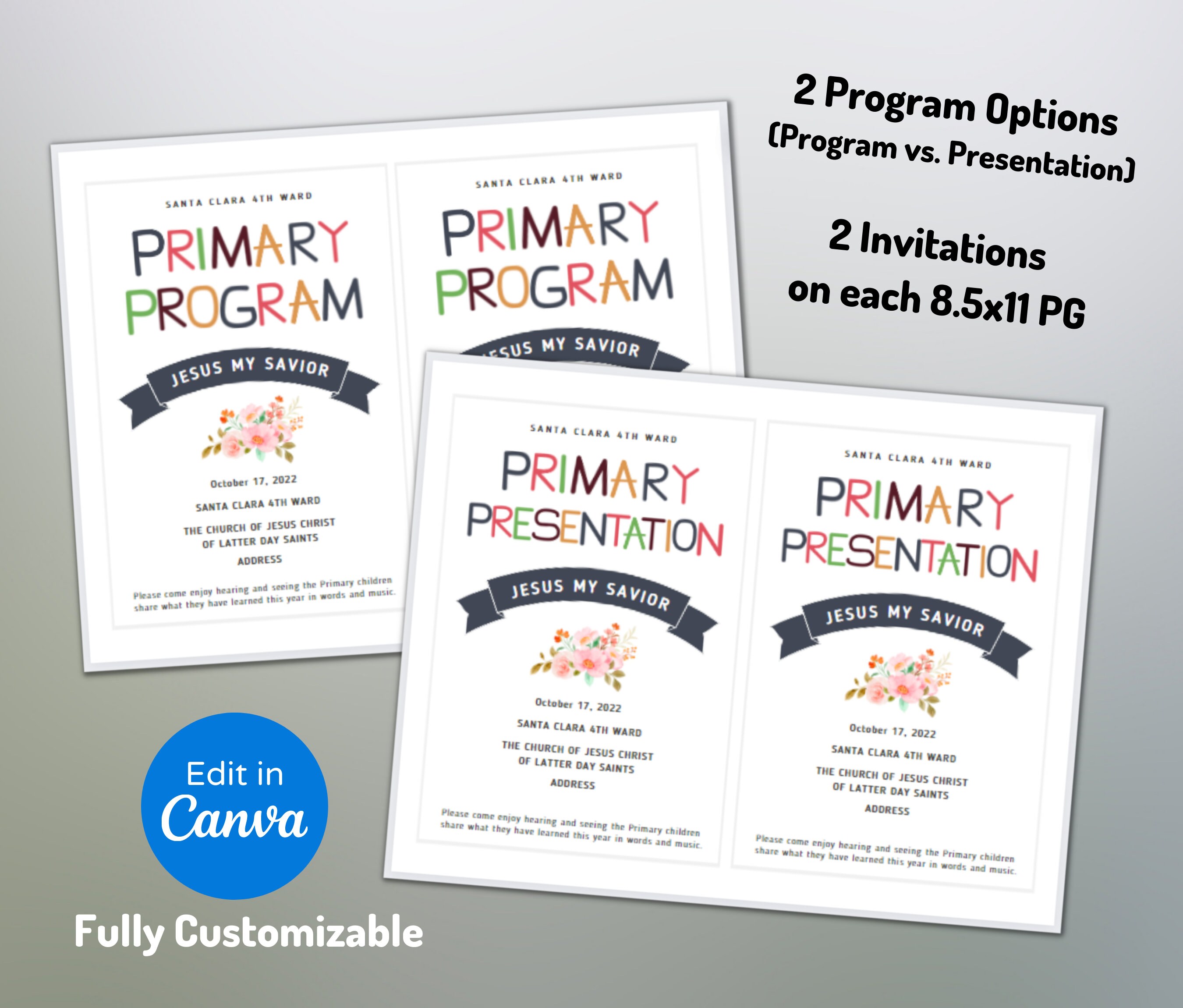 Editable Primary Program Presentation and Primary Practice Invitations ...