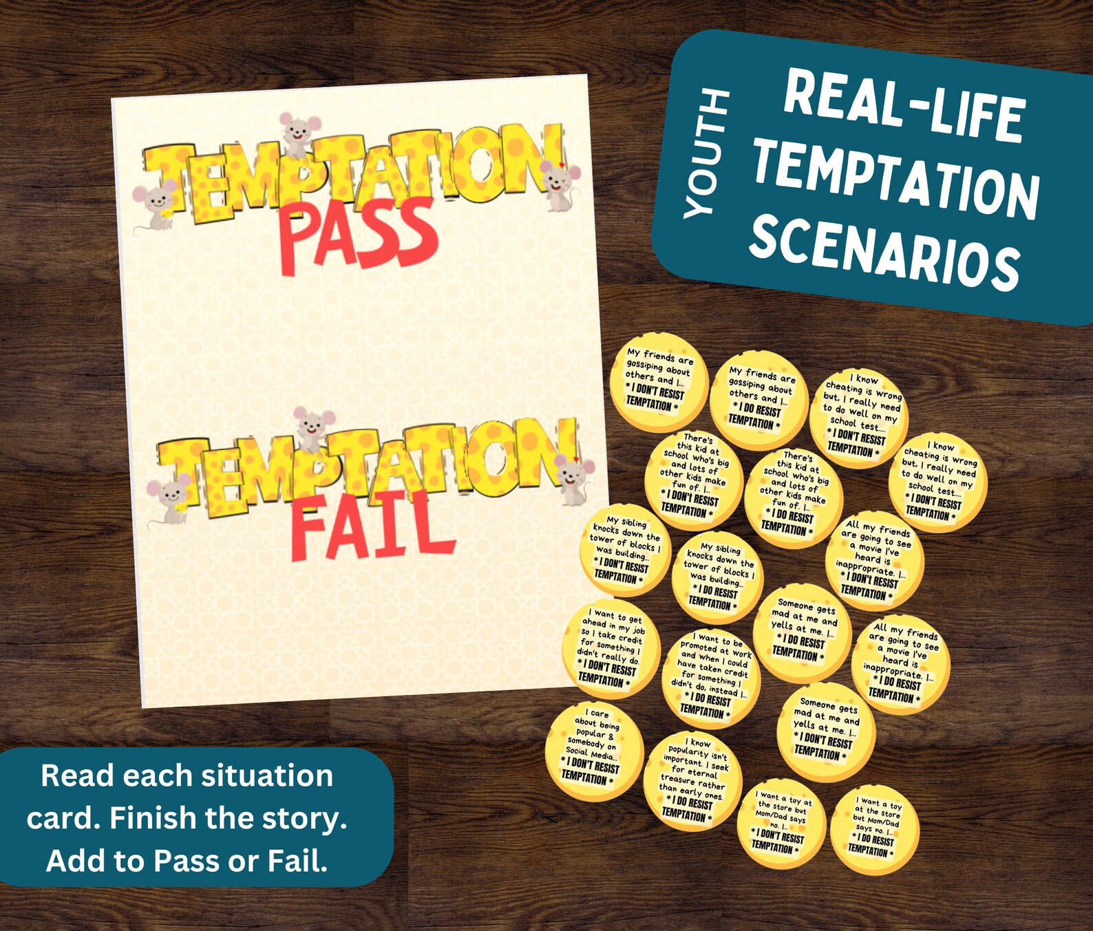 Temptation Activity Bundle Scenarios, Scriptures Match, Gospel Helps ...