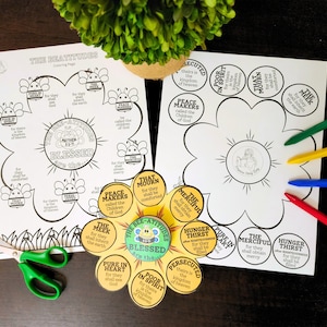 Beatitudes Kids Flower Crafts, Matching, Coloring, Sermon on Mount ...