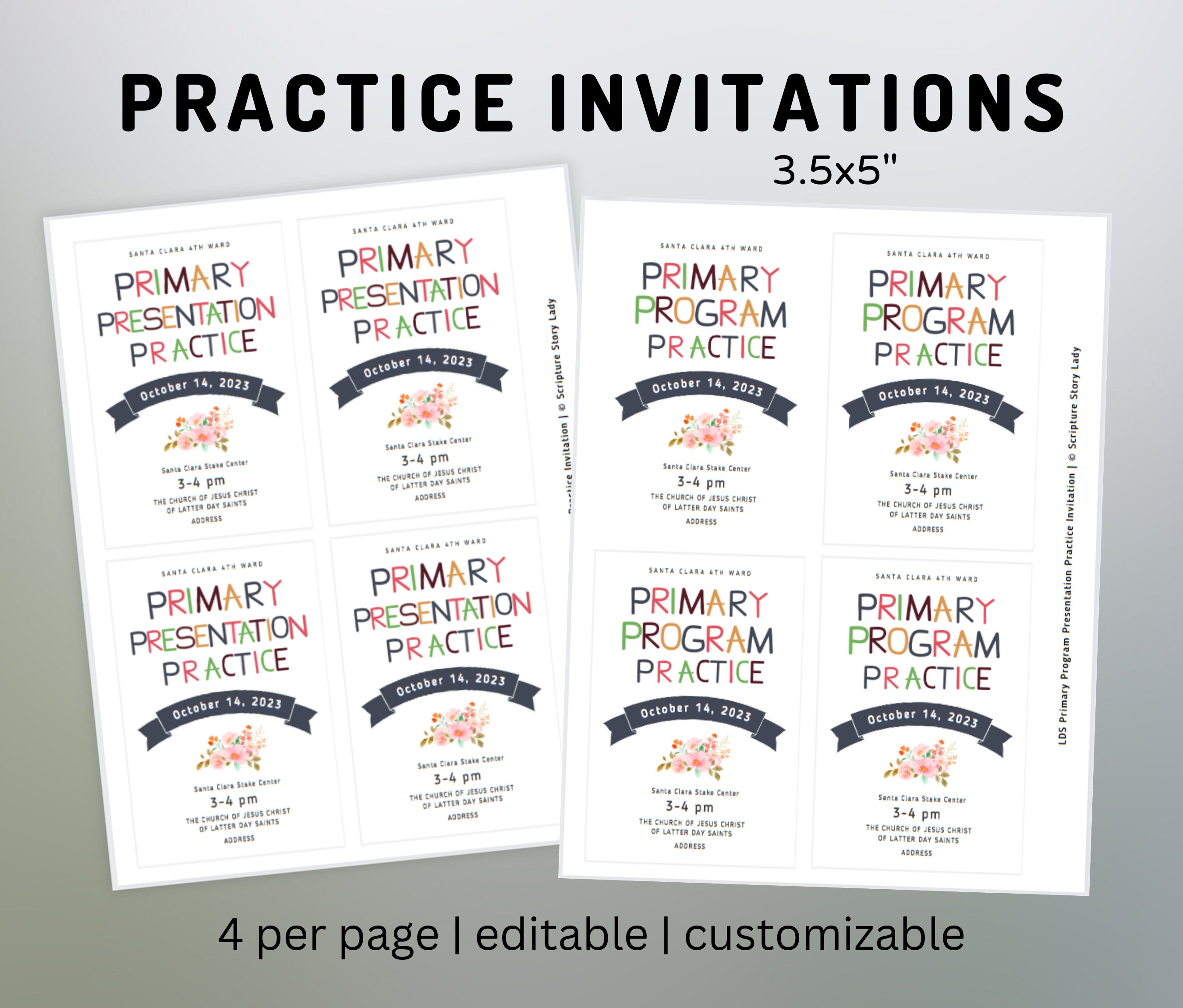 Editable Primary Program Presentation and Primary Practice Invitations ...